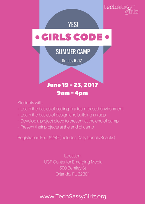 Yes! Girls Code Flyer - Tech Sassy Girlz